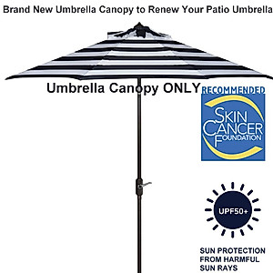 Bayside21 Black White Stripe Design Umbrella Canopy, 9 feet 8 Ribs Outdoor Patio Umbrella Replacement Canopy for 9ft 8 Ribs Sun Protection UPF 50+ Replacement Umbrella, Fade Resistant