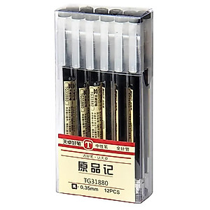Gel Ink Pen Japanese Style Liquid Ink Rollerball Pens Quick Drying 0.35mm Ultra Fine Point Ballpoint Maker Pen Premium for Office School Stationery Supply,12 Pcs/Set, Black