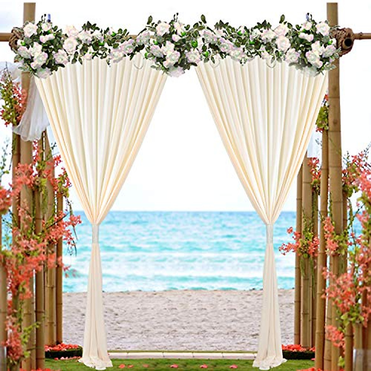 10ft x 10ft Champagne Backdrop Curtain for Baby Shower Wrinkle Free Backdrop Drapes Panels for Parties Wedding Bridal Shower Birthday Photo Photography Polyester Fabric Background Decoration