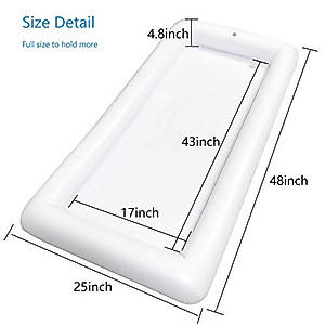 ALLADINBOX 4 Pack Inflatable Serving Bar, Ice Serving Buffet Salad Cooler Food Fruit Drink Containers with Drain Plug, Floating Tray Beverage BBQ Picnic Pool Party Supplies Inflatable Cooler, White