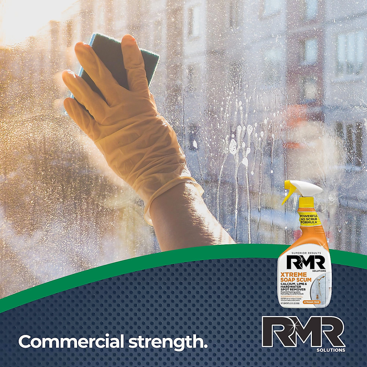 RMR - Xtreme Soap Scum Remover, Fast-Acting, No-Scrub Bathroom Cleaner for Soap Scum, Calcium, Hard Water, Limescale, and Shower Tile Residue, Bleach-Free, 30-Fluid Ounce Spray Bottle