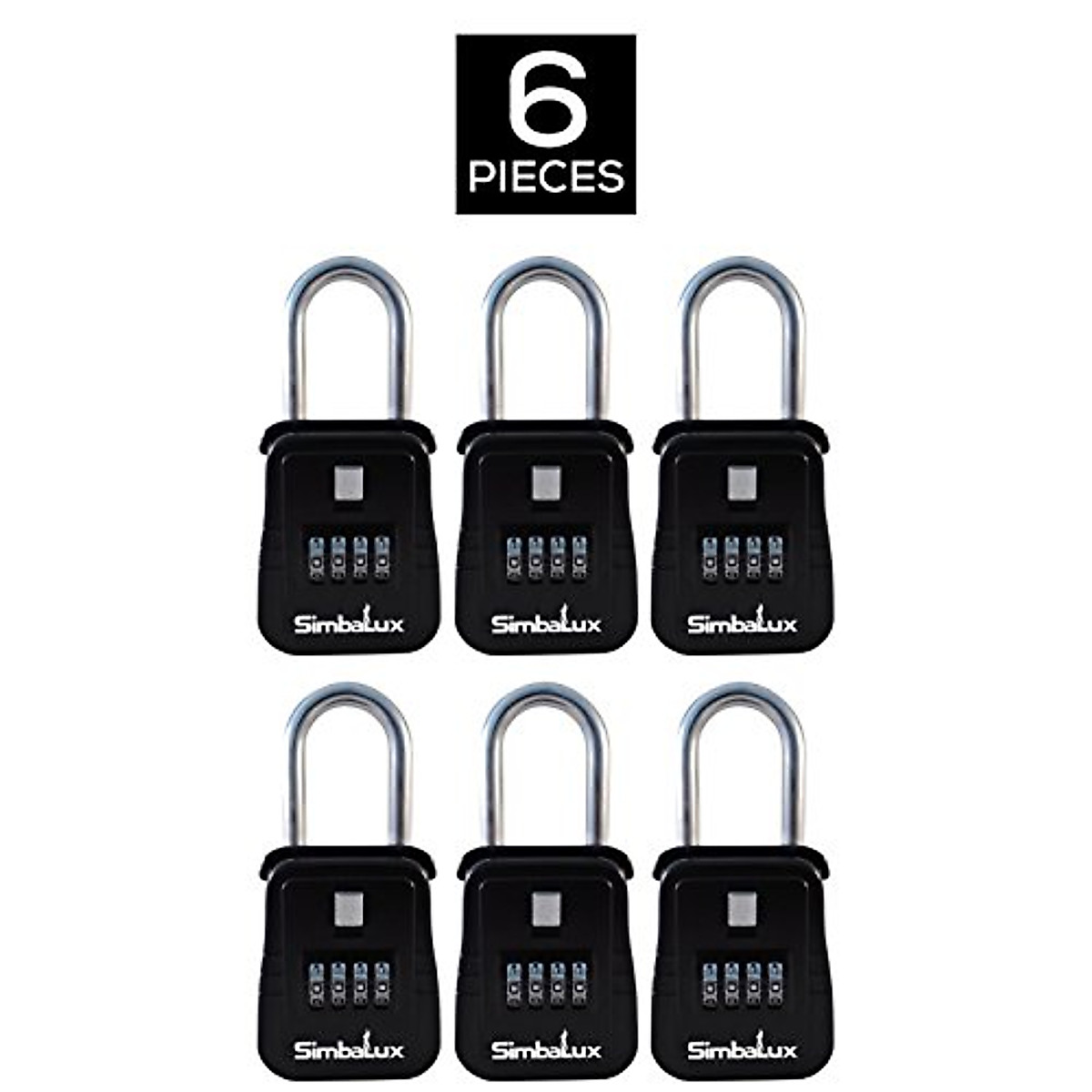 SimbaLux Combo Realtor Lockbox Quality 4 Digit Numeric Combination Real Estate Lock Box, 6-Pack