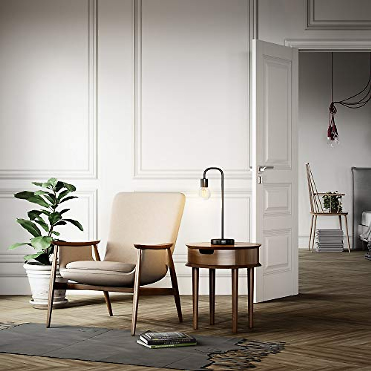 Globe Electric 12920 Holden Table Lamp, 18", Black Satin