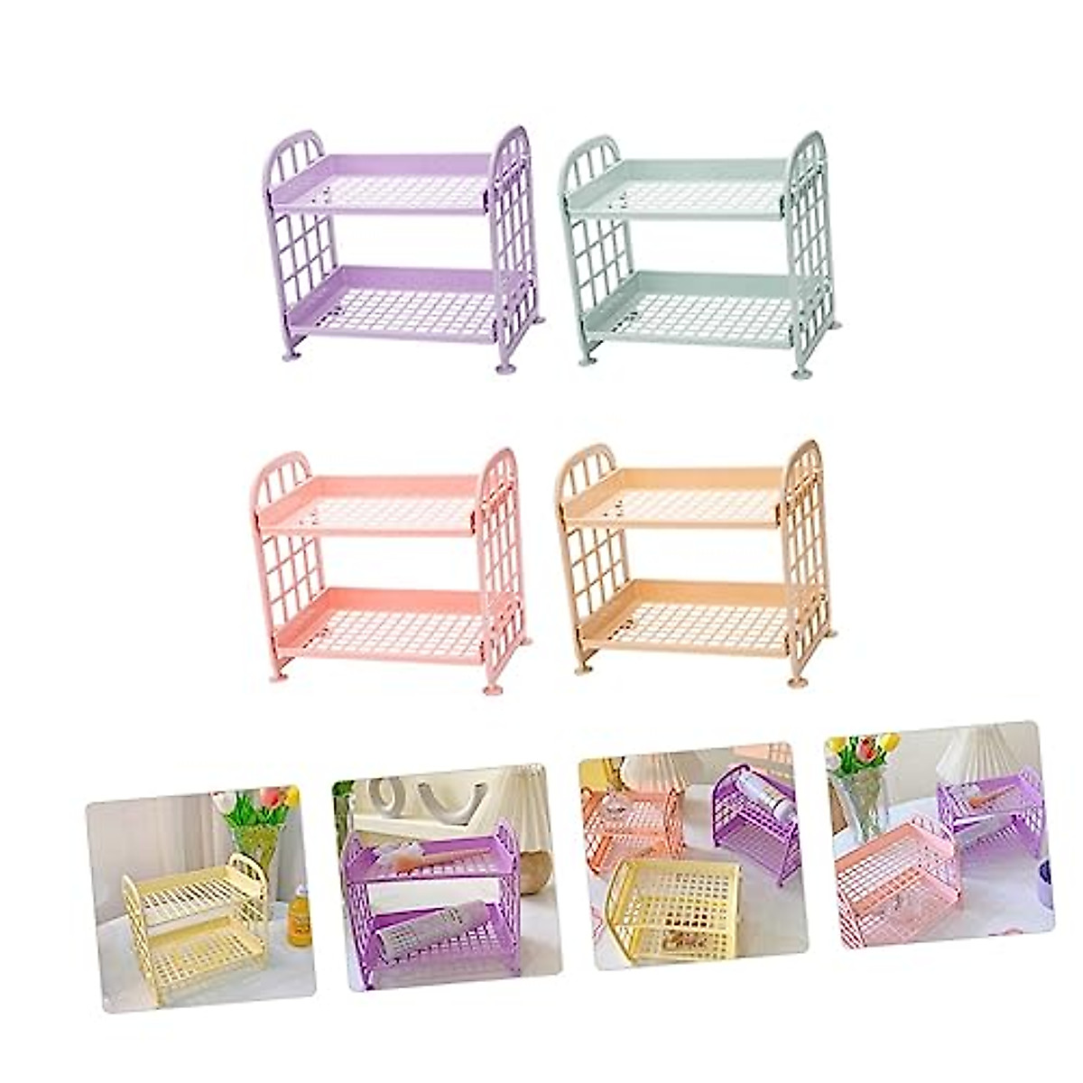 Cabilock 4Pcs Storage Rack freestanding Bathroom Counter Shelf Bathroom Organizer countertop Hair Product Organizer Shelves for cabinets Storage Holder Shelf Office Bookshelf Desk pp