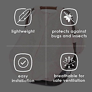 Diono Infant Car Seat Cover, Universal Weather Protection Canopy for Baby, Adjustable and Breathable with Insect Net, Pink