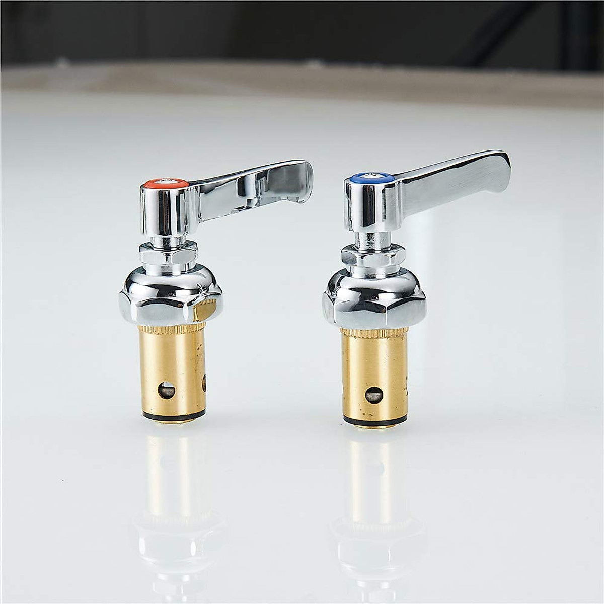 Weirun Brass Spindle Assembly Faucet Handle for Eterna Valve Replacement Commercial Pre Rinse Kitchen Sink Faucet Wall Mount Chrome fit for T&S Faucets