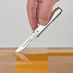 SZHOWORLD Creative Stainless Steel Folding Knife, Utility EDC Pocket Knife with #24 Replaceable Blade, for Outdoor Camping, Hunting, Fishing, Hiking for Men & Women