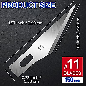 DIYSELF 150 PCS Exacto Knife Blades 11, Sharp Hobby Knife Blades, High Carbon Steel Craft Knife Blades, #11 Hobby Knife Replacement Blades, Exacto Blades for Art, Scrapbooking, Stencil, Paper Cutting