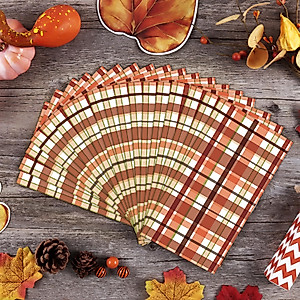 ​Quera 100 Pack Fall Guest Napkins Pumpkin Spice Plaid Autumn Paper Hand towels Thanksgiving Party Supplies Disposable Bar Napkins for Thanksgiving Party, Engagement, Baby Shower, Celebration Party