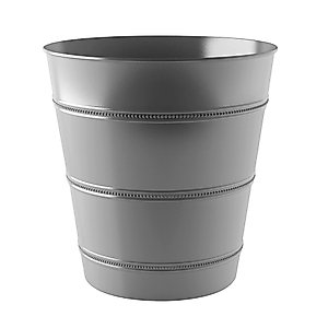 nu steel Round Metal Small 2.5 Gallon Recycle Trash Can Wastebasket, Garbage Container Bin for Bathrooms, Kitchen, Bedroom, Home Office - Durable Galvanize Steel - Shiny Steel Finish