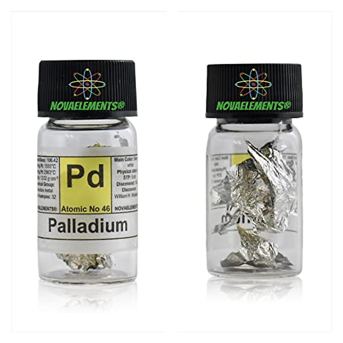 Palladium Metal foil Element 46 of The Periodic Table, Palladium foil 99.99% Pure in Labeled Vial