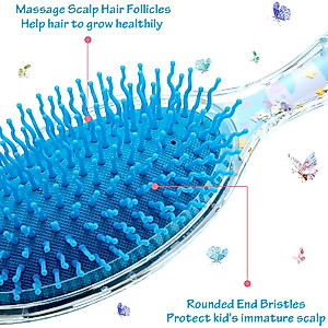 2 Pieces Kids Wet Hair Brush Confetti Glitter Detangler Set Soft Bristles Massage Brush for Baby Kids Girls Christmas Holiday Presents(Rabbit and Unicorn)