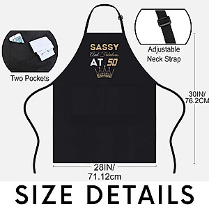 Sassy Fabulous 50 Years 50th Birthday Since 1971 1972 Aprons Black - 1Size fits all Men Women Apron Kitchen