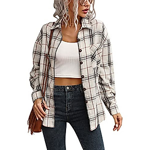 Button Down Shirts Blouse Long Sleeve Flannel Plaid Shirts Oversized Tops