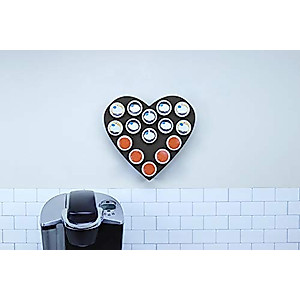 Polar Whale Coffee Pod Wall Mount Hanging Organizer Heart Storage Tray Compatible with Keurig K-Cup for Kitchen Home Office Display Stand Waterproof Washable Black Foam 15 Compartment