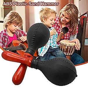 Ubblove Maracas Shakers Rattles Sand Hammer Hand Percussion Musical Instruments with ABS Plastic Shell Wooden Handles for Adults Kids Live Performance, Party, KTV, Concert, Bands (Black)