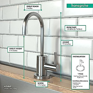 hansgrohe Talis S Stainless Steel Beverage Kitchen Faucet, Kitchen Water Filter Faucet, Faucet for Kitchen Sink, Stainless Steel Optic 04301800