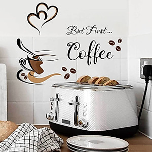 Creative Coffee Cup Pattern Wall Stickers Cafe Living Room Decor Cabinet Art English Home Decoration Self-Adhesive Wallpaper