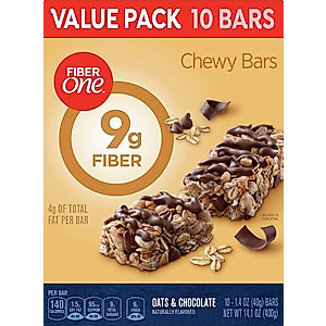Fiber One Chewy Bars, Oats & Chocolate, Fiber Snacks, 14.1 oz, 10 ct