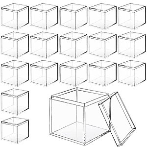 18 Pack Acrylic Boxes Clear Acrylic Cube Small Square Storage Box Acrylic Box with Lid Acrylic Display Box Stackable Small Container Clear Candy Cubes for Candy Jewelry Display (2.2 x 2.2 x 2.2 Inch)