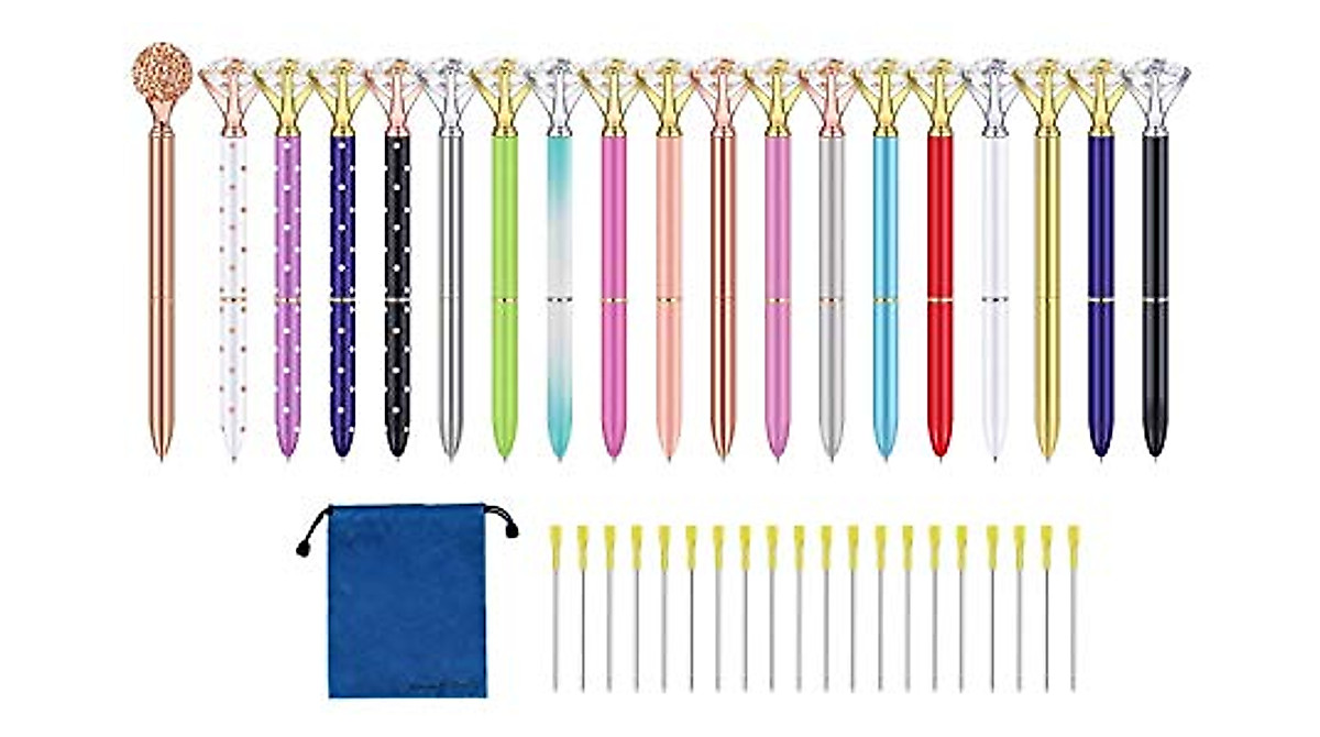 Big Diamond Pen - 20 Pcs Colorful Crystal Ballpoint Pens