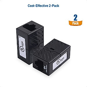 [UL Listed] Cable Matters 2-Pack 10Gbps Cat 6 Ethernet Coupler (RJ45 Coupler, Cat6 Coupler, Ethernet Extender Adapter) in Black, Compatible with Cat6A, Cat5e