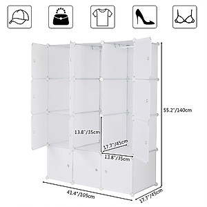 Practical and Stylish Multifunctional Modular Closet Cabinet with Stackable Plastic Cube Storage Shelves and Hanging Rod