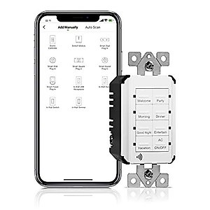 TOPGREENER Smart Light Switch Wi-Fi Scene Controller, 8-Button Programmable Home Automation, Neutral Wire Required, 2.4GHz Network, UL Listed, FCC Compliant, TGWFSC8, White
