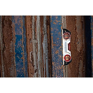 Kapro - 935 Magnetic Cast Red Torpedo Level - Features Optivision, Angle Finder, and V-Groove - For Tilling, Masonry, and Construction - 10 in