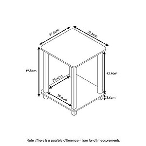 Furinno Jaya Simple Home 3-Tier Adjustable Shelf Bookcase, Black & Simplistic End Table, Espresso/Black