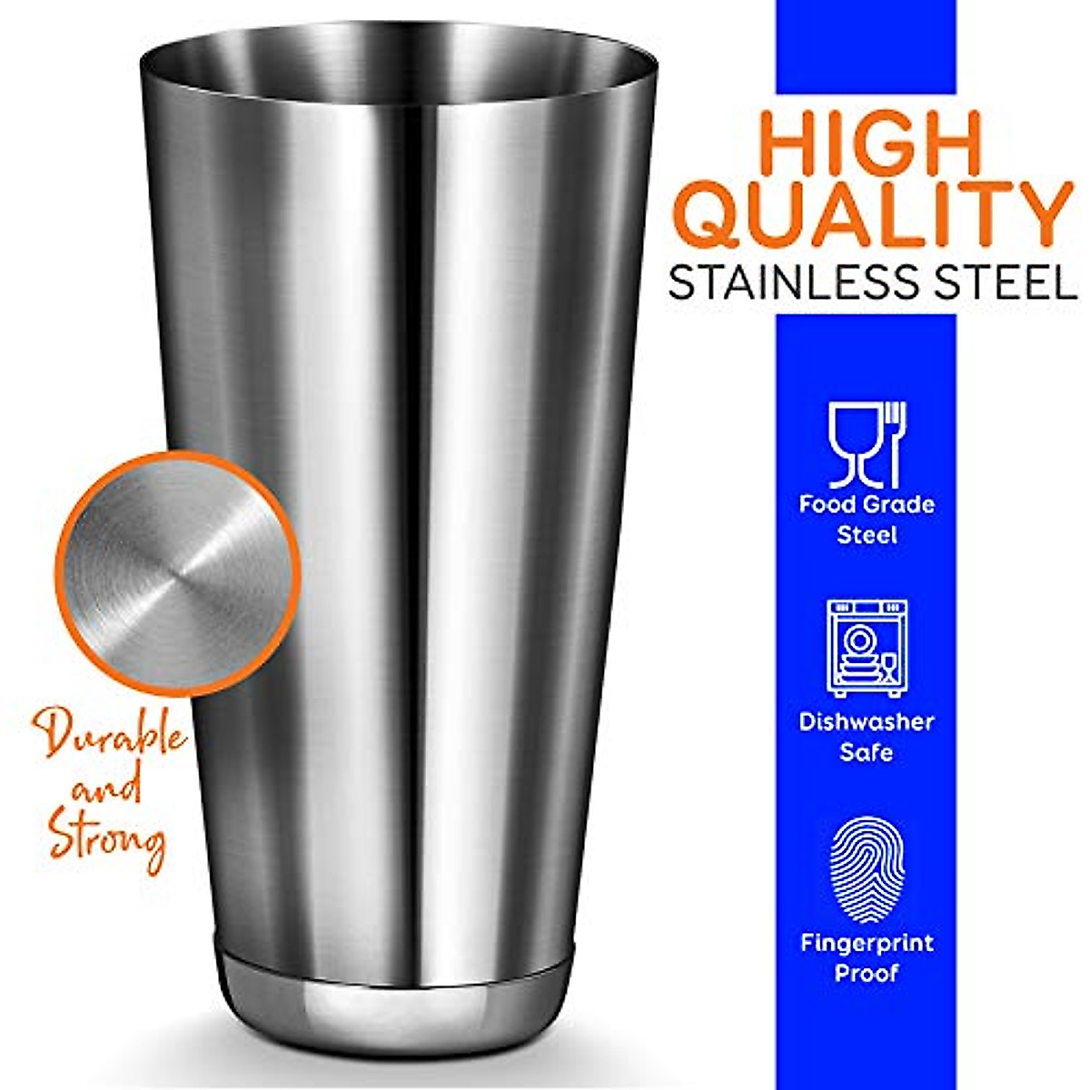 NutriChef Mixology Bartender Cocktail Shaker Set - 15 & 30 oz Stainless Steel Cocktail Bar Set Mix Drink Shaker Kit - Essentials Martini Making Kit Drink Mixing Starter Set - NCCS15PC (15 Piece Set)