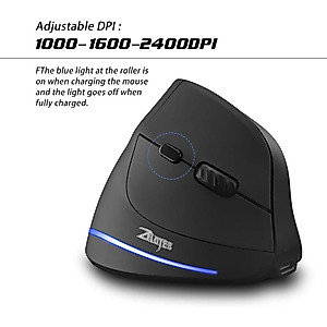 Zeerkeer Vertical Gaming Mouse Vertical Ergonomic Mouse with Adjustable DPI for Gamer/PC/Laptop/Desktop (Wireless)