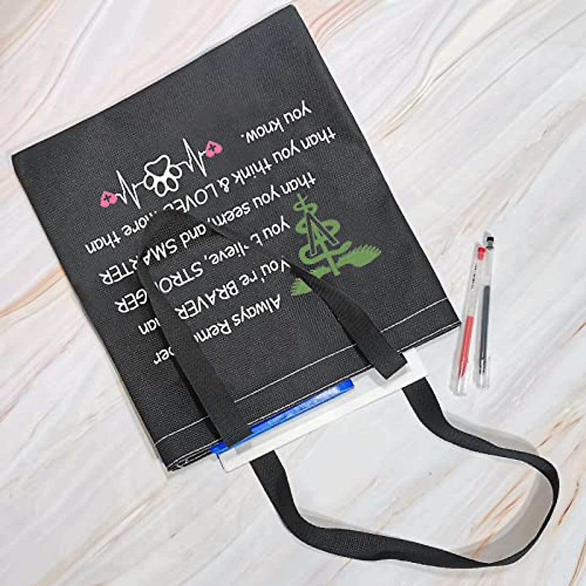 MBMSO Vet Tech Gifts Veterinarian Tote Bag Vet Assistant Gifts Veterinary Gifts Reusable Canvas Shopping Grocery Bag (Vet Tech TB-black-02)