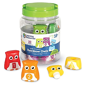 Learning Resources Snap-n-Learn Rainbow Color and Shape Recognition, Letter Owls, Alphabet Toy, 10 Pieces, Ages 2+