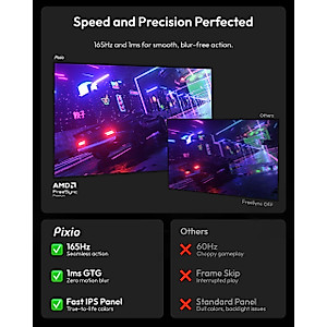 Pixio PX277 PRO 27 inch 165Hz Refresh Rate WQHD 1440p Resolution Fast IPS Panel 1ms GTG Response Time USB Type C Display Port and 65W Charging Adjustable Stand AMD FreeSync Premium HDR Gaming Monitor