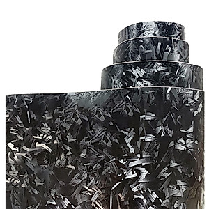 Black Forged Carbon Fiber Vinyl Wrap Roll, Lypumso Matte Black Car Wrap Vinyl with Bubble Free Air Release Auto DIY Decal Vehicle Motorcycle Self Adhesive Sticker (Black Forged Carbon, 1ft x 10ft)