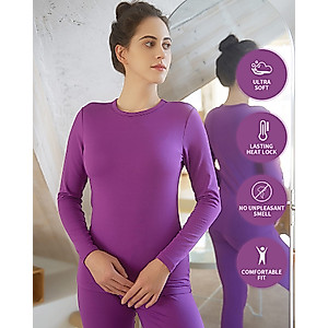 WEERTI Thermal Underwear for Women Long Johns with Fleece Lined, Base Layer Women Cold Weather Top Bottom Purple