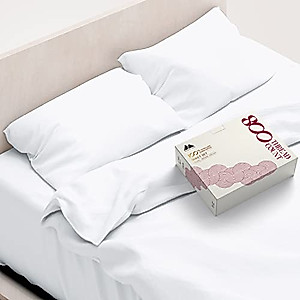 Mayfair Linen 800-Thread-Count Egyptian Quality Pure Cotton Sheets, White California King Size Bed Sheet Set, Long Staple Cotton, Sateen Weave for Soft Feel, Fits Mattress Upto 16'' DEEP Pocket