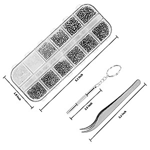 Eyeglasses Repair Kit, Qesaw 1100Pcs Tiny Eyeglass Screws Repair kit Assortment and 5 Pairs Nose Pads Set with Micro Screwdriver Tweezer for Eyeglass, Sunglass & Watch Repair