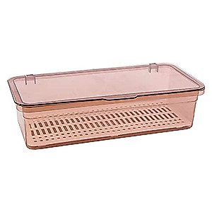 DOITOOL Flatware Tray with Lid and Drainer, Tableware Utensil and Cutlery Drawer Organizer with Lid Covered Silverware Tray to Keeps Your Cutlery Organized and Protected ( Brown )