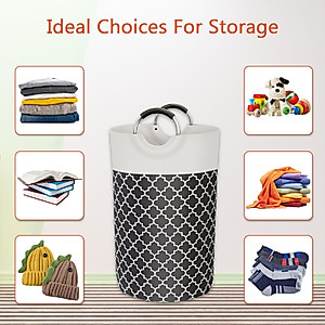 DoReFaSol Laundry Baskets,Laundry Hamper,Collapsible Clothes Baskets Dirty Storage for College Dorm and Home, Clothes Basket with Foam Protected Aluminum Handles 82L (Black Lantern Print)