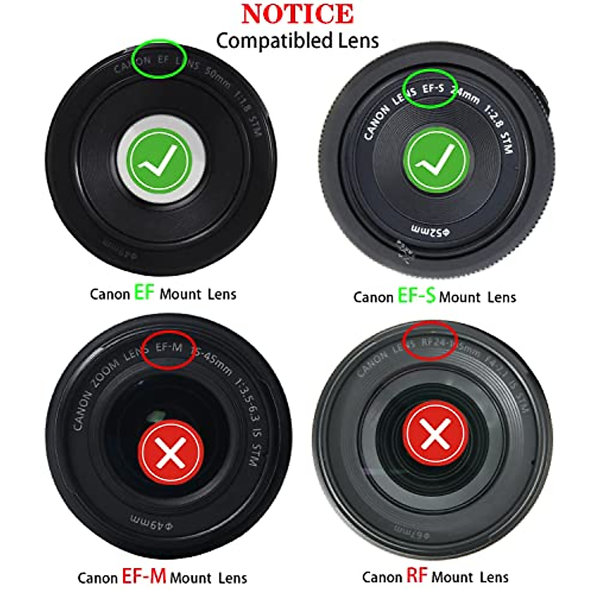 Camera Body Cap and Rear Lens Cover Compatible with Canon EOS EF EF-S Mount Camera T7 T6 90D 80D 77D 70D 60D 5Ds 1DX 5D 7D / 6D Mark II III 200D Rebel SL3 SL2 T6i T7i T6S T4i T5i T5 T3[2 Sets]