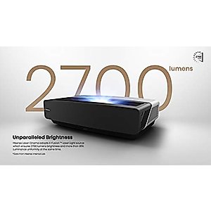 Hisense 120L5F Laser Cinema 4K Ultra Short Throw Laser Projector with 120” ALR Screen | 2700 ANSI Lumens | Android TV | HDR10 | Built-in Alexa and Google Assistant