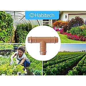 Habitech 1/2" Tee Drip Irrigation Fittings (12 Pack) - Barbed Drip Line Connector Tees compatible with Rain Bird and Most 1/2" Irrigation Tubing or Sprinkler Systems