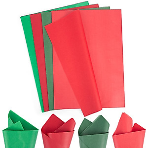 Koogel 320 Sheets Christmas Tissue Paper, Red Green Gift Wrapping Paper 14 x 10Inch Craft Tissue Paper Bulk for Xmas Wedding Holiday Gifts Box DIY Crafts Decoration