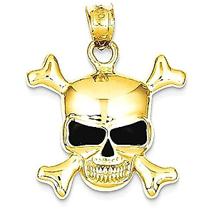 IceCarats 14K Yellow Gold Skull Necklace Charm Pendant Only