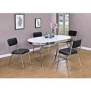 Coaster Retro Oval Dining Table White and Chrome