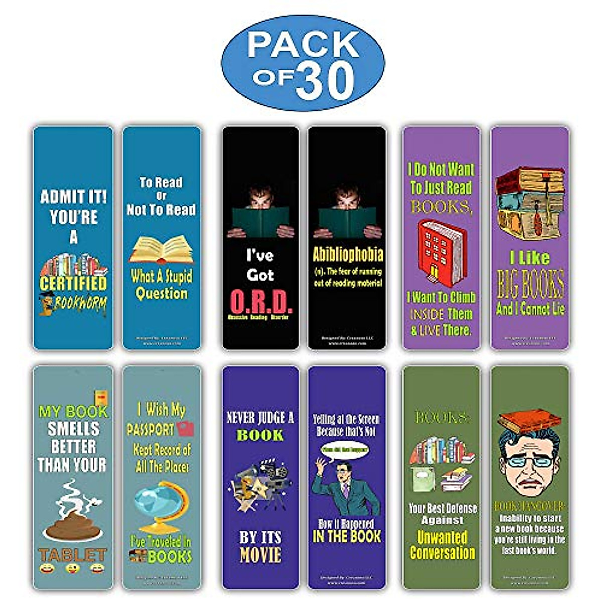 Inspiring Hilarious Literary Bookmarks (30-Pack) – Funny Book Reading Learning Pack - Excellent Party Favors Teacher Classroom Reading Rewards and Incentive Gifts for Book Lovers