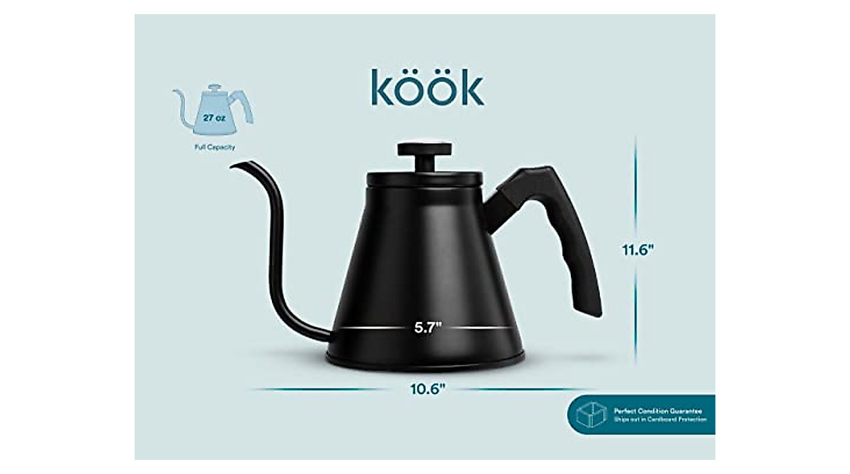 Kook Stovetop Gooseneck Kettle: Temp Control for Pour Over