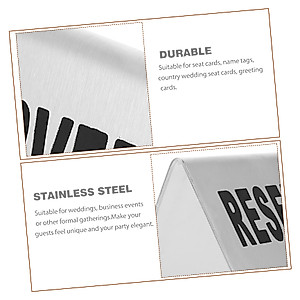 Zerodeko 4pcs Stainless Steel Plate Mini Beer Mugs Dollhouse Table Reserved Signs Metal Tabletop Restaurant Reserved Sign Chair Tent Reserved Signs for Layout Card Banquet Wedding